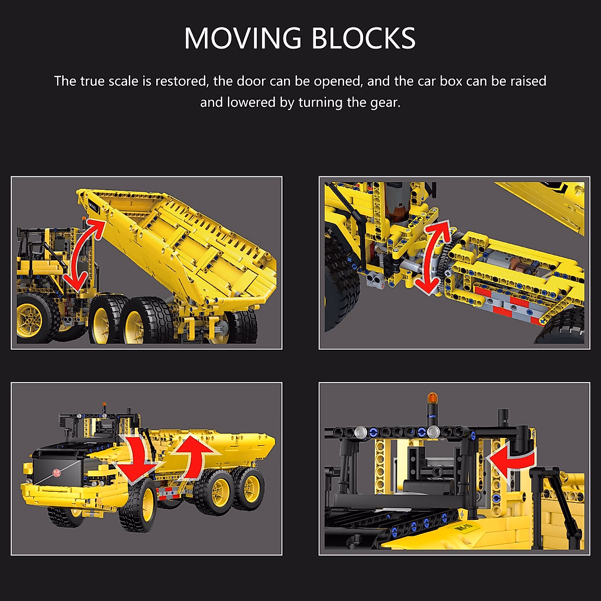 Mould King 17010 Engineering Dump Truck Building Block Kits, MOC Building Blocks Set to Build, Gift for Kids Age 8+/Adult Collections Enthusiasts(1888 Pieces with Motor/APP Remote Control)