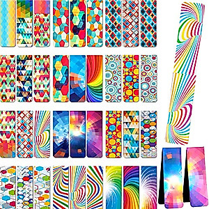 36 Pieces Optical Magnetic Bookmarks Laminated Magnet Book Markers Colorful Magnetic Page Clips Bookmarks for School Office Teacher Student Classroom Stationery Supply, 18 Designs