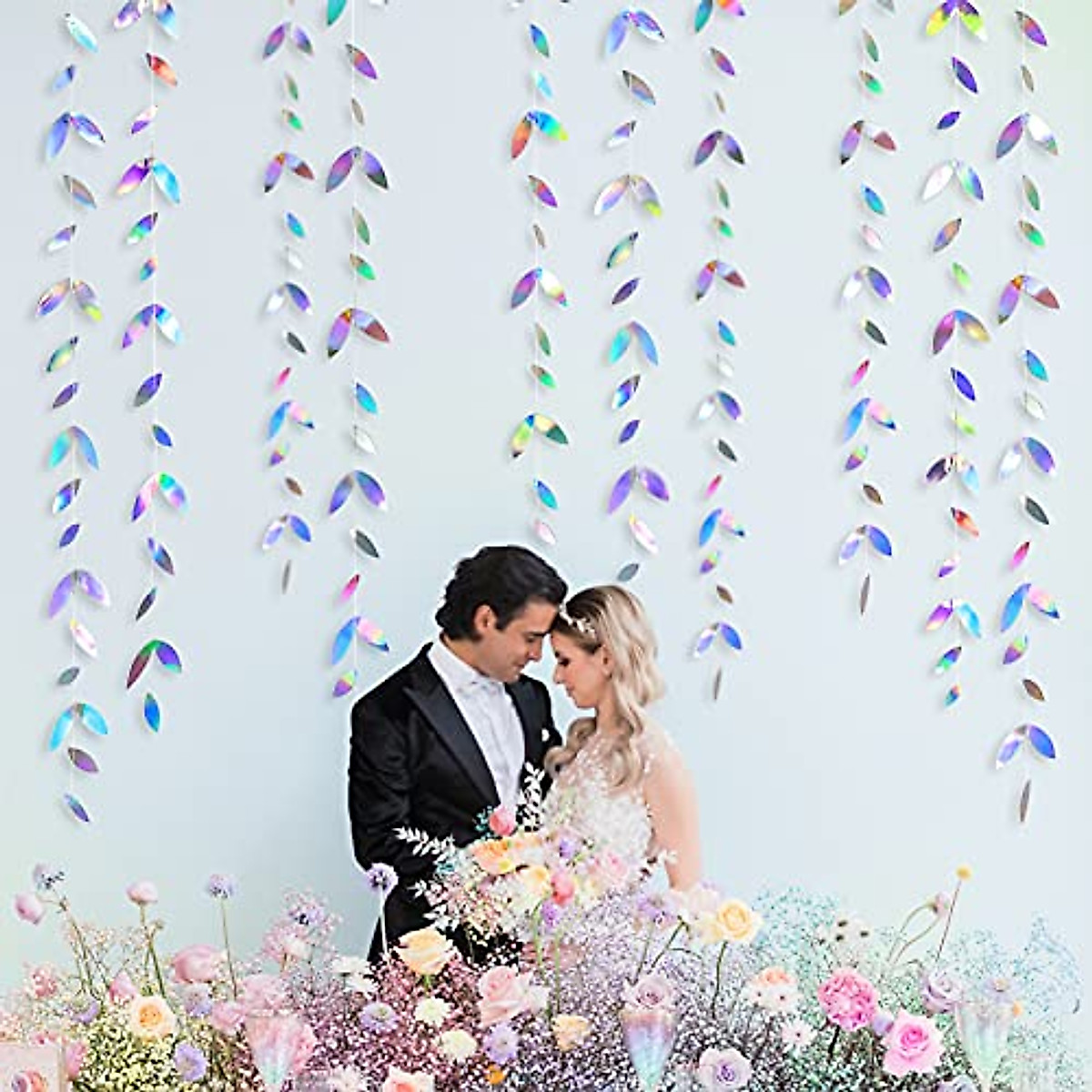 Iridescent Leaf Garland - Vibrant Party Decor for Any Event