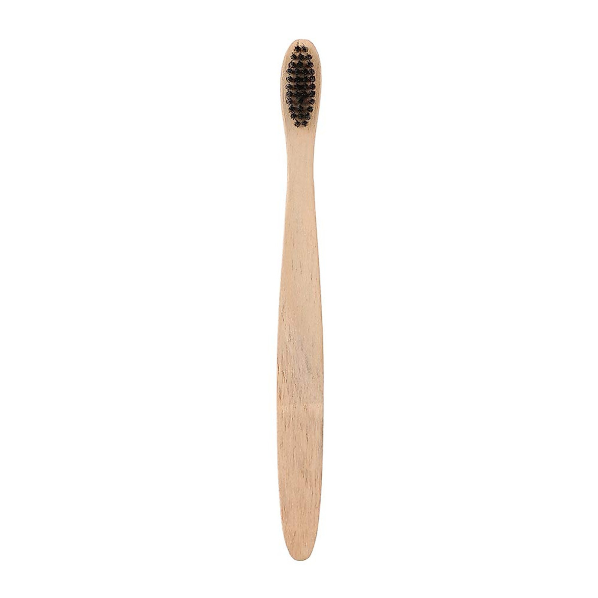 SoulGenie HealthAndYoga™ Natural Wood Toothbrush, Soft Charcoal Bristles, Eco-Friendly, Single, Black