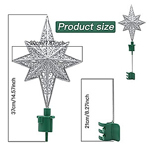 Christmas Tree Topper, Yocuby Hollow Silver Star Christmas Tree Topper Lighted with LED Rotating Magic Ripple Light for Crown Xmas Tree Topper Decoration, Wall Party Holiday Déco