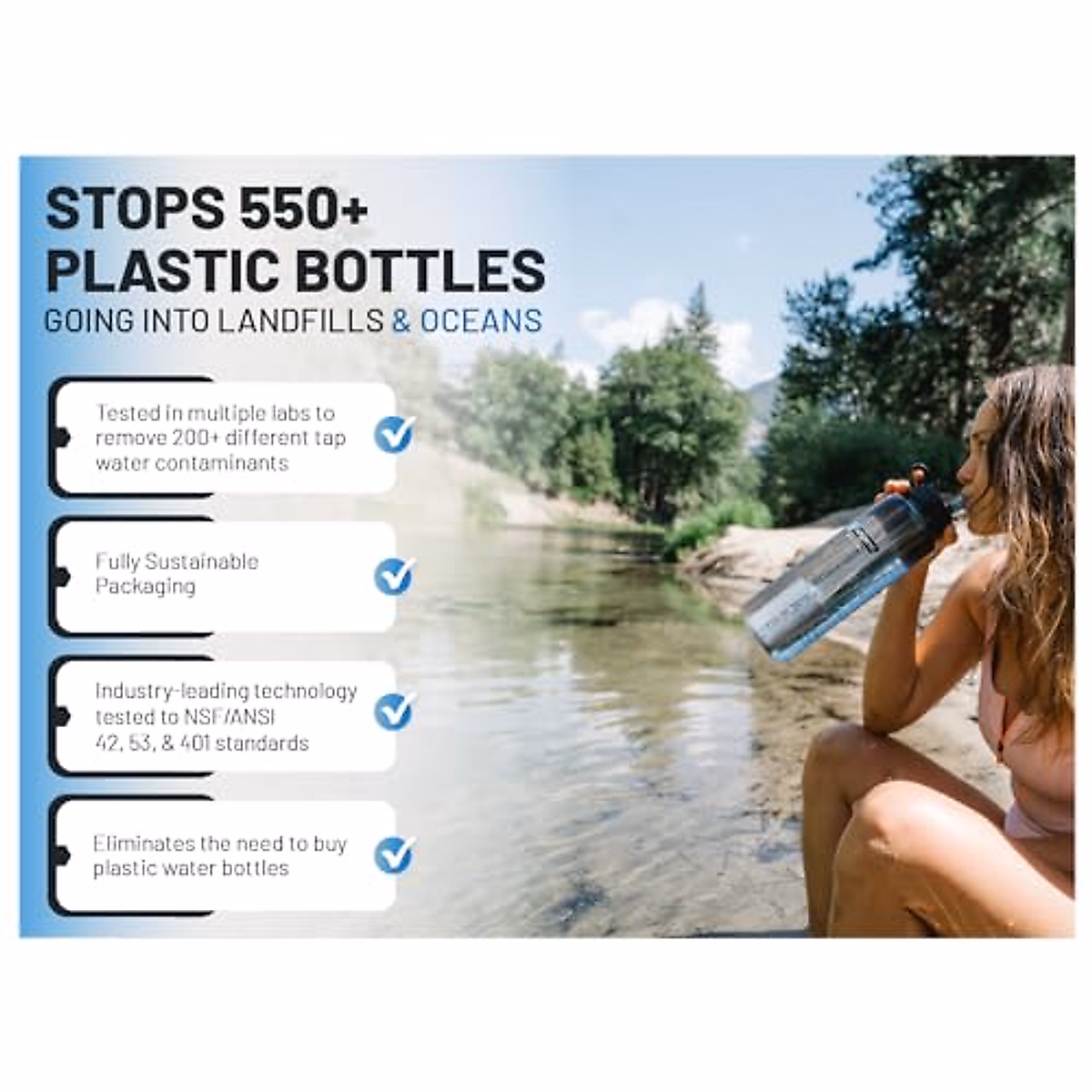 Epic Water Filters The Answer | Water Bottle Filter System Compatible with Hydro Flask/Yeti/Iron Flask/Simple Modern/Hydro Cell | USA Made Filter Removes 99.9% of Tap Water Contaminants