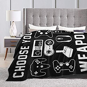 Gaming Throw Blanket Your Controller Gamer Player Ultra-Soft Micro Light Weight Warm Fleece Flannel Blanke for Living Room Bedroom Sofa Chair (60"x50", Gamer Blanket)