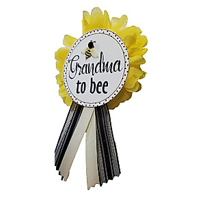 Grandma to Be Pin Bee Baby Shower Badge Corsage Yellow Flower & Black Ribbon pin for Nona to wear Sprinkle Bumble