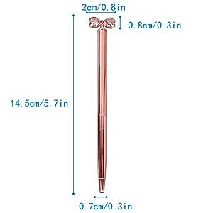 Hyuyikuwol Crystal Diamond Ballpoint Pens Bow Tie Rhinestone Black Ink Metal Sign Pen for School Office Supplies-6PCS, Electroplated Rose Gold