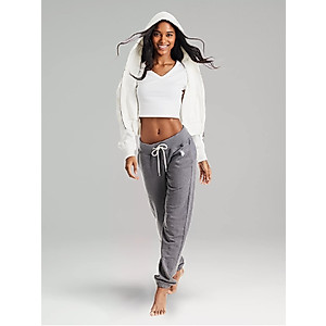 U.S. Polo Assn. Womens Sweatpants Joggers, French Terry Lounge Pants for Women (Charcoal Heather, X-Large)