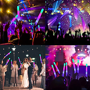 Bylaotrs Foam Glow Sticks Bulk 100 Pack,3 Modes Flashing LED Light Sticks Glow in The Dark Party Supplies Light Up Toys for Parties Wedding Birthday Concert Christmas Halloween