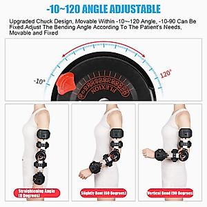 JIONET Hinged ROM Elbow Brace for Men Women, Adjustable Post OP Elbow Brace Stabilizer Splint Arm Injury Recovery for Support After Surgery (Color : Black, Size : Left Arm)