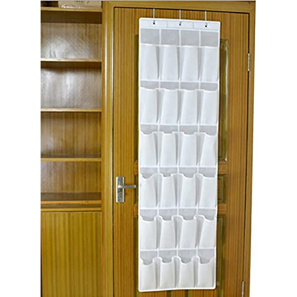 24 Pockets Shoe Organizer Over the Door Wall Mounted Hanging Storage Bags Tidy Closet Home Bedroom Space Saver Caddy Organiser Rack Shelf Holders Household Wardrobe Accessory