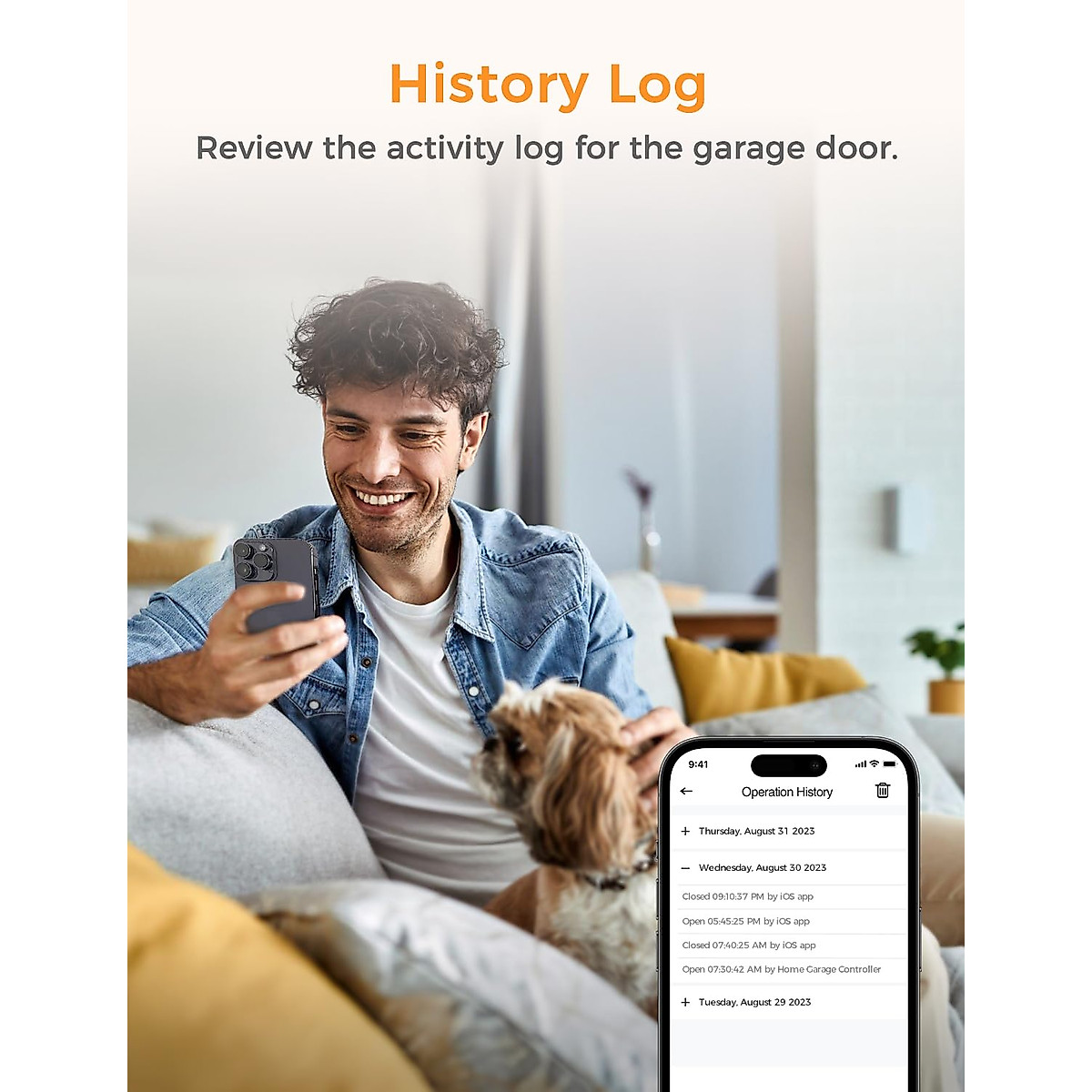 Smart Wi-Fi Garage Door Opener, Compatible with Apple HomeKit, Siri, Alexa & Google Assistant, Carplay, App Remote Control, Only Support 2.4GHz Networks