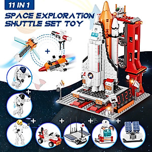 OKKIDY Space Exploration Shuttle Toys, City Aerospace Building Sets Toys for 6 7 8 9 10 11 12 Years Old Kids, 12-in-1 STEM Projects Rocket Building Toy Kit for Kids Boys Girls Aged 6+ (855Pcs)