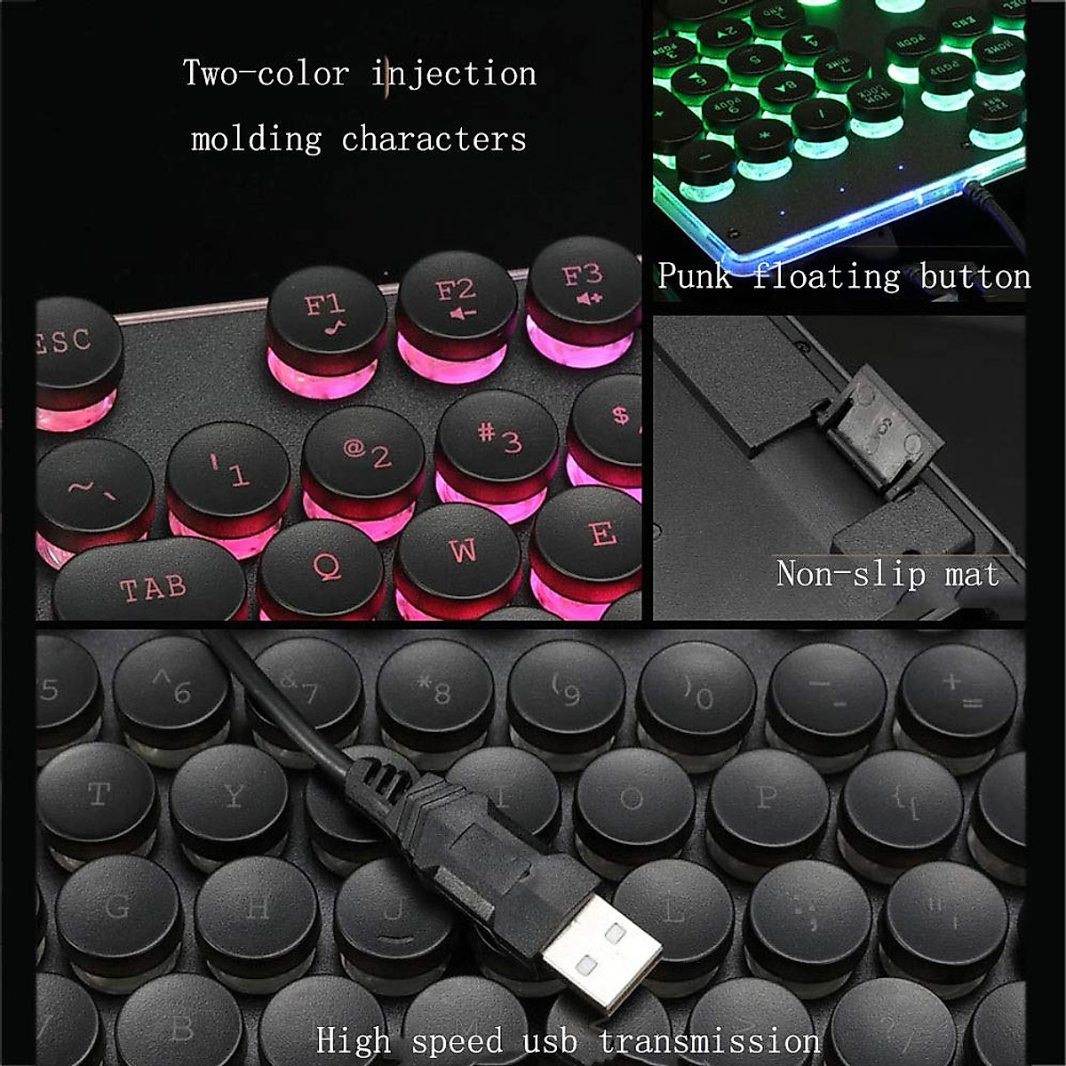 Computer Keyboard-Wired Keyboard Punk Gaming Keyboard Mechanical Keyboard Can Be Illuminated-104 Keys YANG1MN (Color : Orange)