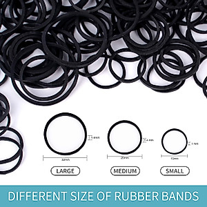 HOYOLS 3/4” Inches Black Hair Rubber Bands for Hair Ties Small Elastics Bands Large Hair Braiding Ponytail Holders for Baby Toddler Girls Kids Thick Hair Mini Bands No Damage 600pcs (M) Latex-Free