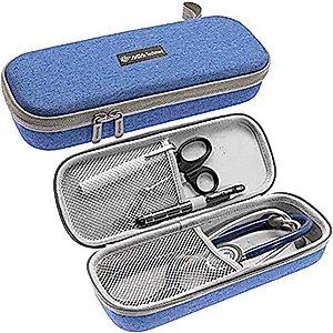 ASA TECHMED Semi Hard Stethoscope Carry Case, fits 3M Littmann Stethoscope and Other Accessories (Blue)