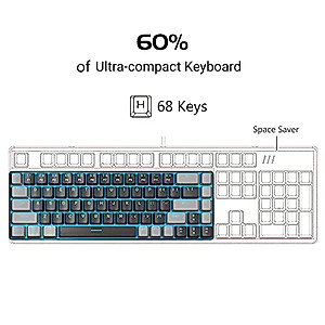 MageGee Portable 60% Mechanical Gaming Keyboard, MK-Box LED Backlit Compact 68 Keys Mini Wired Office Keyboard with Red Switch for Windows Laptop PC Mac - Black/Grey