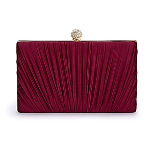 Mulian LilY M279 Evening Bag for Women, Pearl Flower Wedding Evening Clutch Purse Bride Floral Clutch Bag Burgundy