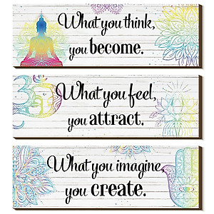 3 Buddha Wall Art Decor Chakra Decor for Bedroom Zen Meditation Wall Decor Buddha Quotes Decor Wall Art Spiritual Gift Wall Hanging Buddhism Spa Room Decor Yoga Wall Art for Women (What You Think)