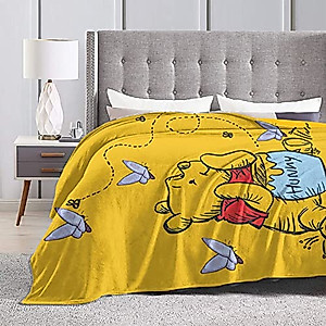 Jvolxui Cute Cartoon Bear Blanket Super Soft Flannel Blanket Luxury Warm Plush Bedding for Sofa Living Room Bedroom, Black1, S 50''x40''