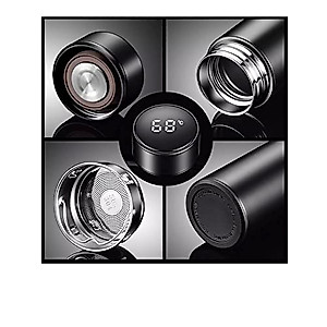 Coffee/Tea thermos, 23 Oz Smart Coffee bottle, LED Temperature Display, Sports Water Bottle, Double Wall Vacuum Insulated Water Bottle, Stay Hot or Cold for 24 Hours (Black), WB1