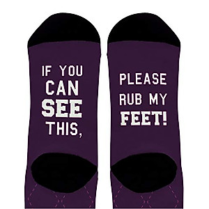 Novelty Gifts If You Can See This Please Rub My Feet Mom Humor Gifts 1-Pair Novelty Crew Socks