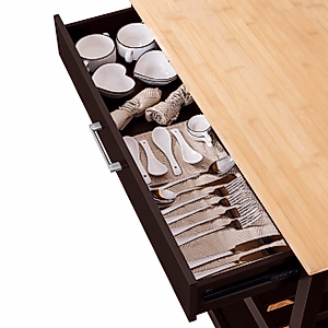 Yaheetech Rolling Kitchen Island Cart, 3 Tiers Microwave Stand Cart Serving Cart on Wheels with Storage Drawer and Shelves 40’’ W Large Countertop, Espresso