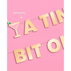 xo, Fetti A Tini Bit Older Gold Foil Banner - 5 Ft. | Martini Decoration, Birthday Party Sign, Casino Decor, Girl Cocktail Backdrop, Vegas Photo Booth Background