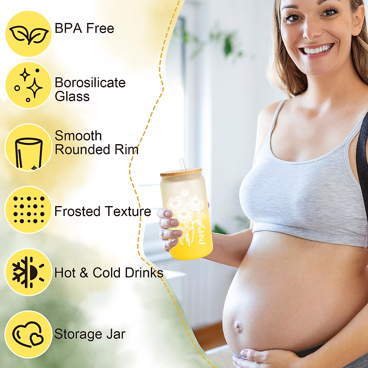 pengtai New Mom Gifts,Christmas Gifts For New Mom,New Mom Care Package After Baby,Pregnancy Gifts for Expecting Mom,Mom To Be Inspire Gift, Self-Care Spa Gift Set 12oz Glass Cup for New Mom