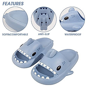 Azorn Cute Shark Slippers for Women and Men, Cloud Shark Slides with Cushioned Thick Sole, Open Toe Non-Slip Beach Pillow Slippers Bathroom Sandals for Indoor & Outdoor