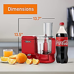 NutriChef NCFPRED Multifunction Food Processor-Ultra Quiet Powerful Motor, Includes 6 Attachment Blades, Up to 2L Capacity (Red), One Size
