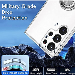 Guuboly Crystal Clear Samsung Galaxy S23 Ultra Case with Ring Holder Kickstand Not Yellowing Slim Thin Transparent Shockproof Protective Bumper Soft TPU Cover for Galaxy S23 Ultra Clear