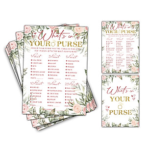 Eyouyeqi Bridal Shower Games -Bachelorette Wedding Party Game - Boho Floral Greenery Bachelorette/Engagement Party Supplies Activities - Pack of 30 Game Cards (A12)