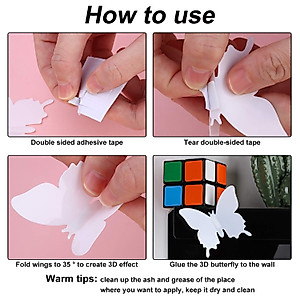 120 Pieces 3D Butterfly Wall Stickers 3 Sizes Removable Butterfly Mural Decals for Baby Kids Room Wedding Home Fridge DIY Art Decor (White)