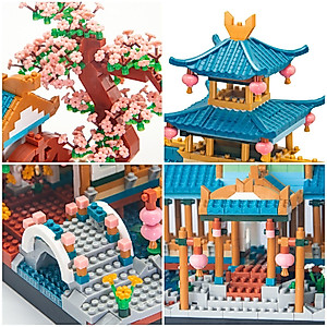 Finger Rock Cherry Blossom Bonsai Tree Building Set, Japanese Architecture Sakura Micro Block Building Set for Adults, Collectible Creative Gift for Kids 14+ (2350 Pieces)