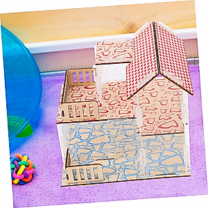 balacoo 1 Set Hamster Villa Gerbil Hideout Small Animal Play Toys Tunnel House Guinea Pig Hideout Guinea Pig Hideaway Hedgehog Hut Hamster Hut Rat Playground Guinea Pig Cage Acrylic Wooden