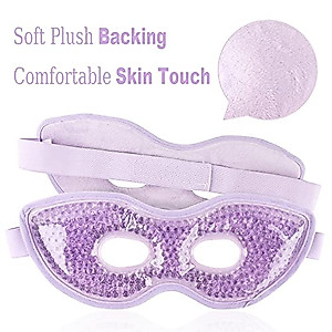 NEWGO Gel Eye Mask Reusable Cooling Eye Mak with Eye Holes, Cold Pack Eye Ice Pack Hot Cold Eye Compress for Puffy Eyes Migraine Headache, Stress Relief, Dry Eyes Dark Circles (Purple)
