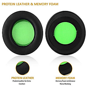 Kraken Pro V2 Ear Pads, Oval Replacement Headphones Ear Cushions Protein Leather Memory Foam Earpads Cover Earmuffs Repair Parts for Razer Kraken Pro 7.1 V2 Gaming Headset Easy Installation - Green