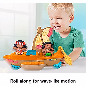 Fisher-Price Little People Toddler Toys Disney Princess Moana & Maui’s Canoe Sail Boat with 2 Figures for Ages 18+ Months