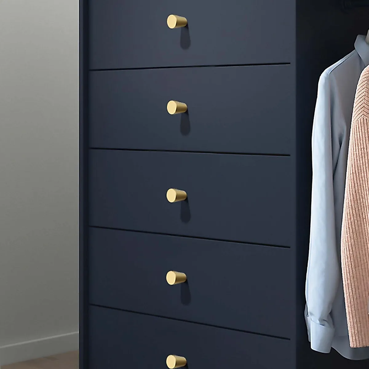 Gold Cabinet Knobs, Brass Double Hole Extended Handle, for Kitchen Cupboard Doors, Closet, Dresser Drawer (Color : Single hole c)