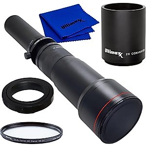 Ultimaxx 650-1300mm (w/ 2X 1300-2600) Telephoto Zoom Lens Set for Canon EOS 7D, 6D, 5D, 5Ds, 1Ds, 80D, 77D, 70D, 60D, 60Da, 40D, T7s, T7i, T6s, T6i, T6, T5i, T5, T4i, T3i, SL2, SL1