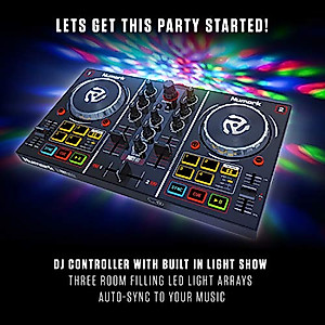 Numark Party Mix - Complete DJ Controller Set for Serato DJ with 2 Decks, Party Lights, Headphone Output, Performance Pads and Crossfader/Mixer
