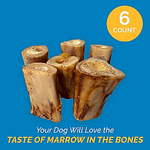 123 Treats Marrow Bones for Dogs - 5-6 inches (6 Count) Natural Beef Dog Treats, Easily Digestible Bone Marrow Dog Treats for Healthy Snacking, Long-Lasting Bones for Dogs
