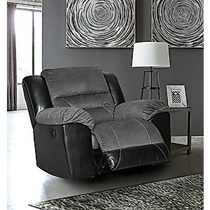 Signature Design by Ashley Earhart Faux Leather Manual Rocker Recliner, Gray