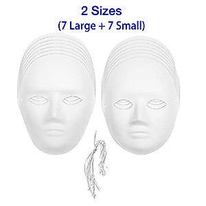 CALPALMY 30 Pack 2 Sizes Paper Mache Masks - Create Artistic Craft Projects from Wall Decorations to Theater and Halloween Costumes; Party, Masquerade Parties and Classroom Art