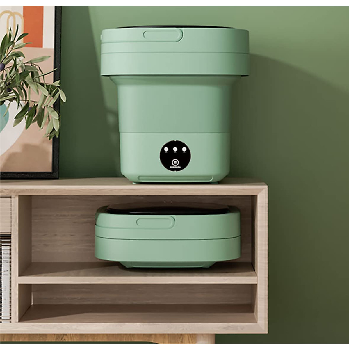 6.5L Folding Washing Machine，Mini 3 Modes Deep Cleaning Portable Clothes Washer and Dryer with Touch Screen and Drain Basket for Camping,Socks,Baby Clothes