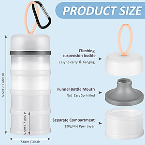 Baderke 2 Pcs Protein Powder Container with Funnels Stand, 4 Stackable Leakproof Protein Powder Dispenser, Portable Keychain Protein Powder Container for Workout, Fitness, Travel (Gray, White)
