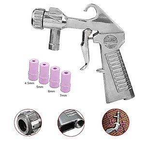 Sandblaster Air Siphon Feed Blast Gun Nozzle with 4pcs Ceramic Tips for Abrasive Sand Blaster Blasting, Blasting Shot Sandblaster Siphon Feed Gun Nozzle