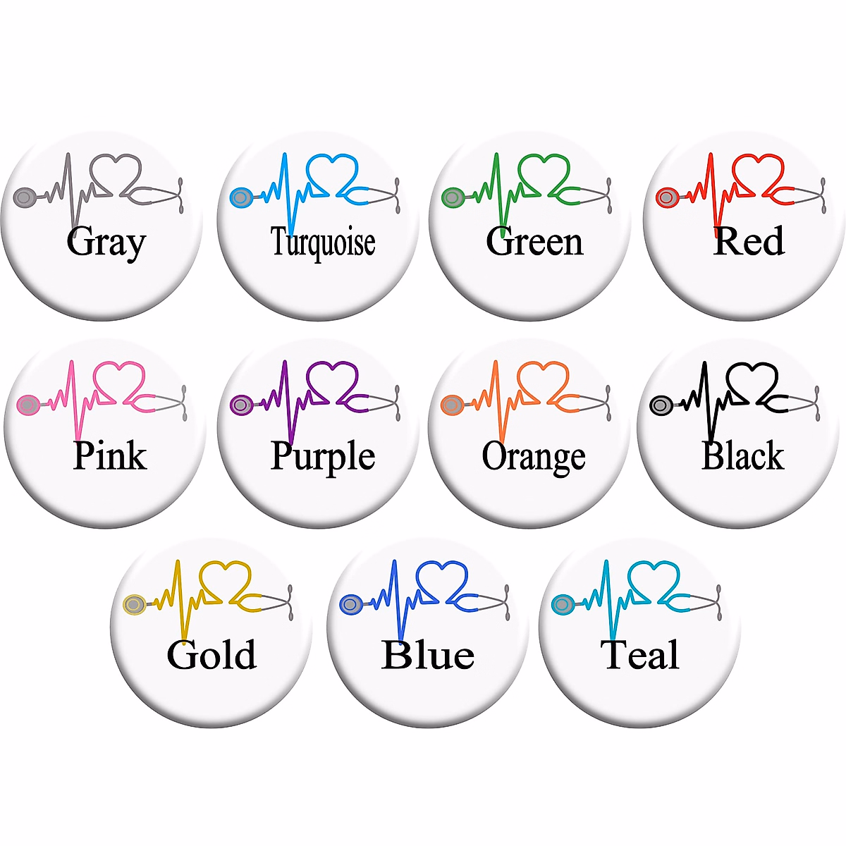 EKG Heart Stethoscope Tag (8 Color Choices) - Adjustable Yoke Steth Id Personalized with Name Monogram Occupation Title - Hospital Nurse Gift