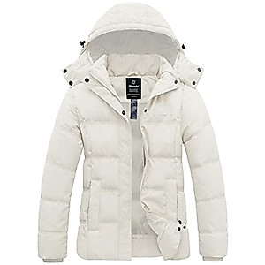 Wantdo Women's Plus Size Winter Coats Water-Resistant Puffer Jackets Beige 2XL