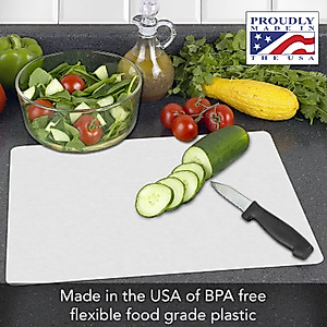 Cut N' Funnel Clear 2 Pack Frosted Flexible Plastic Cutting Board Mat 15" x 11.5" Made in the USA Flexible, Easy to Clean