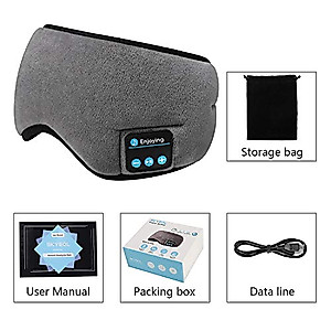 Wireless Sleep Mask,SKEYEOL Sleep Headphones,Adjustable&Washable Music Travel Sleeping Headset with Built-in Speakers Microphone Hands-Free for Air Travel,Siesta and Sleeping